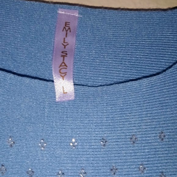 Emily Stacy | Tops | Emily Stacy Women Sweater Light Blue L Euc | Poshmark